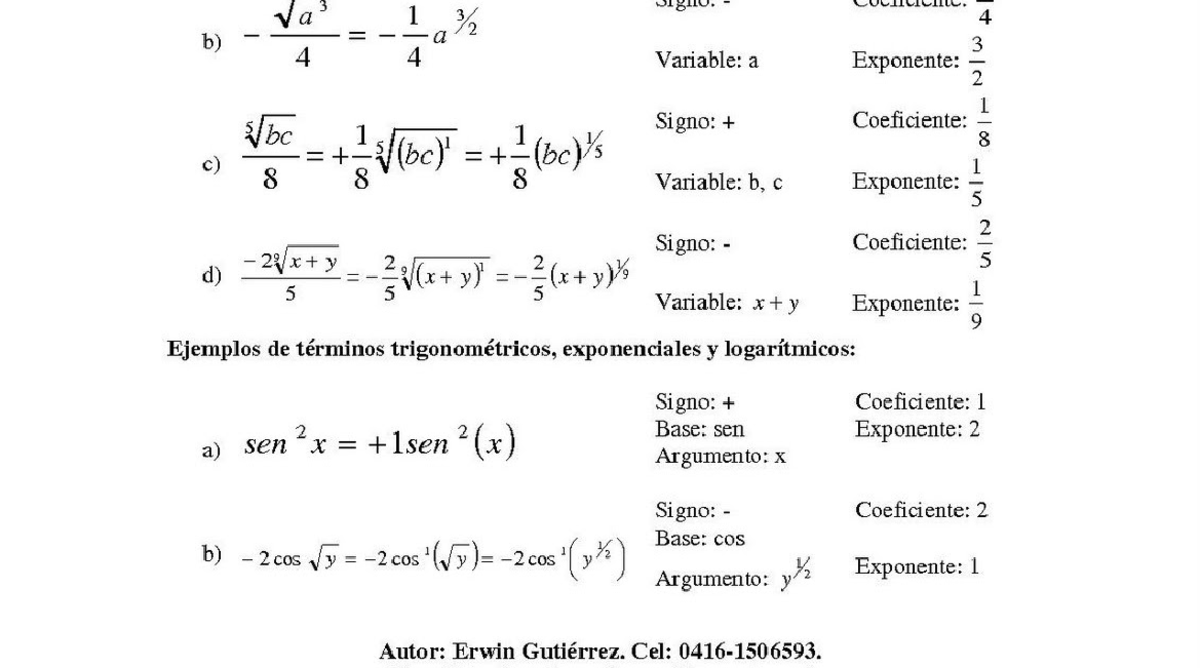 Pdf24 images merged - b) 3 4 Variable: a Exponente: Signo: Coeficiente ...