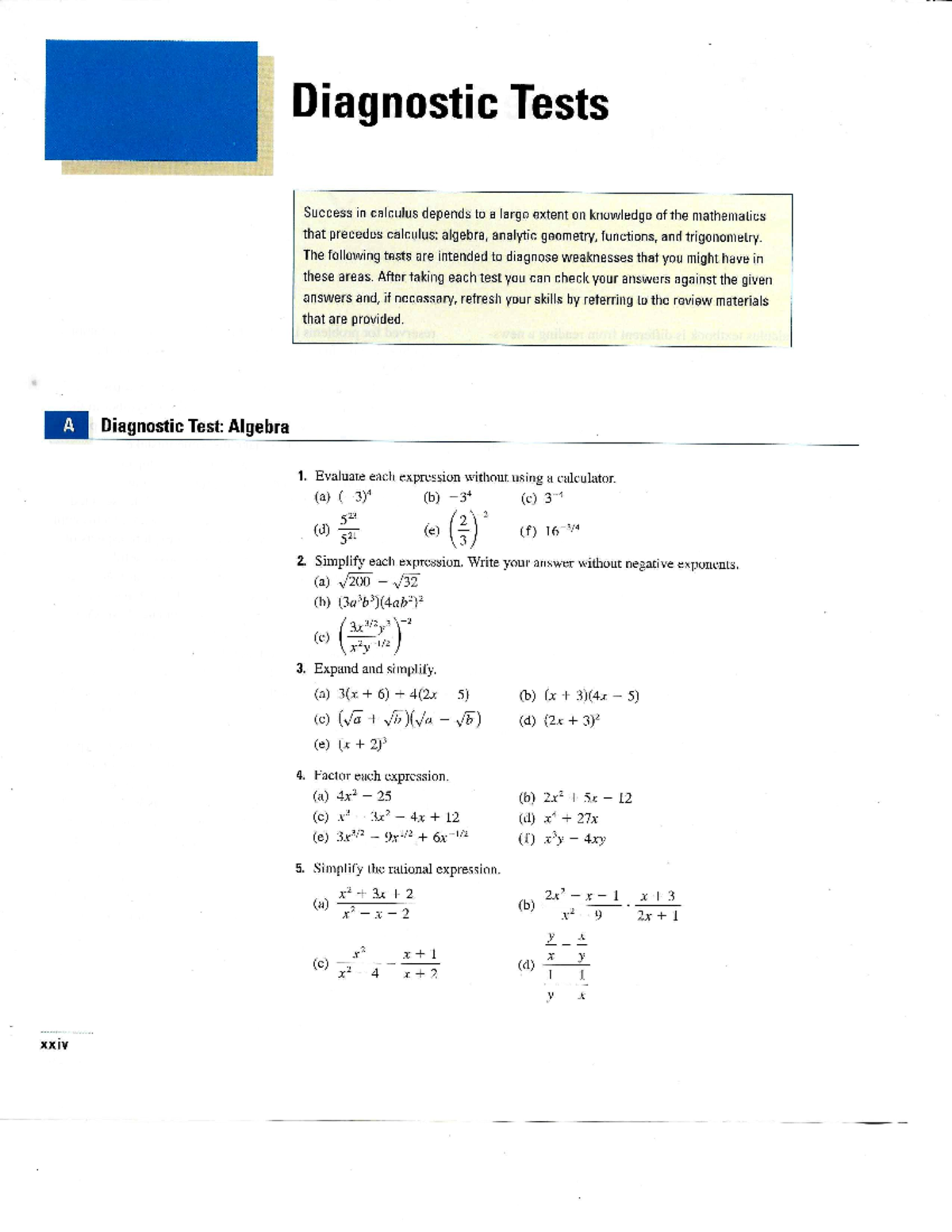 Diagnostic Tests Precalc Practice - MAT252 - Studocu