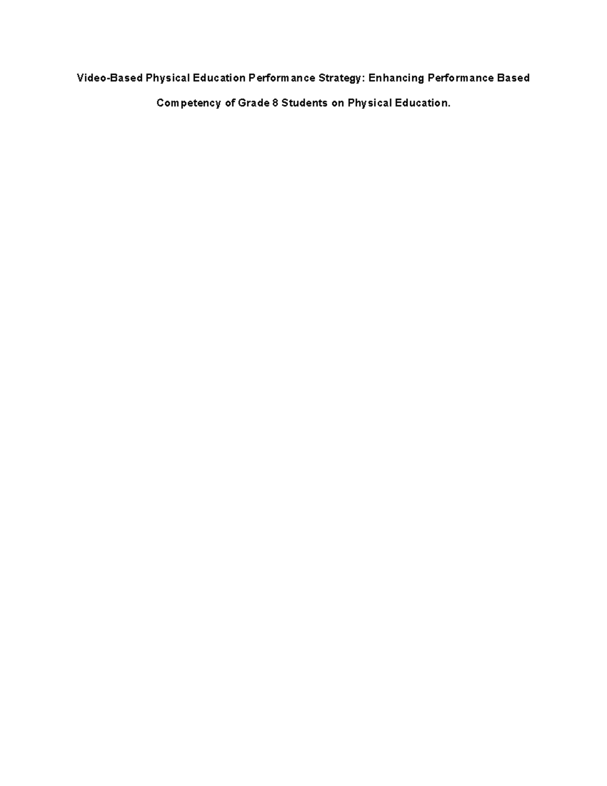 VIdeo Based - Video-Based Physical Education Performance Strategy ...