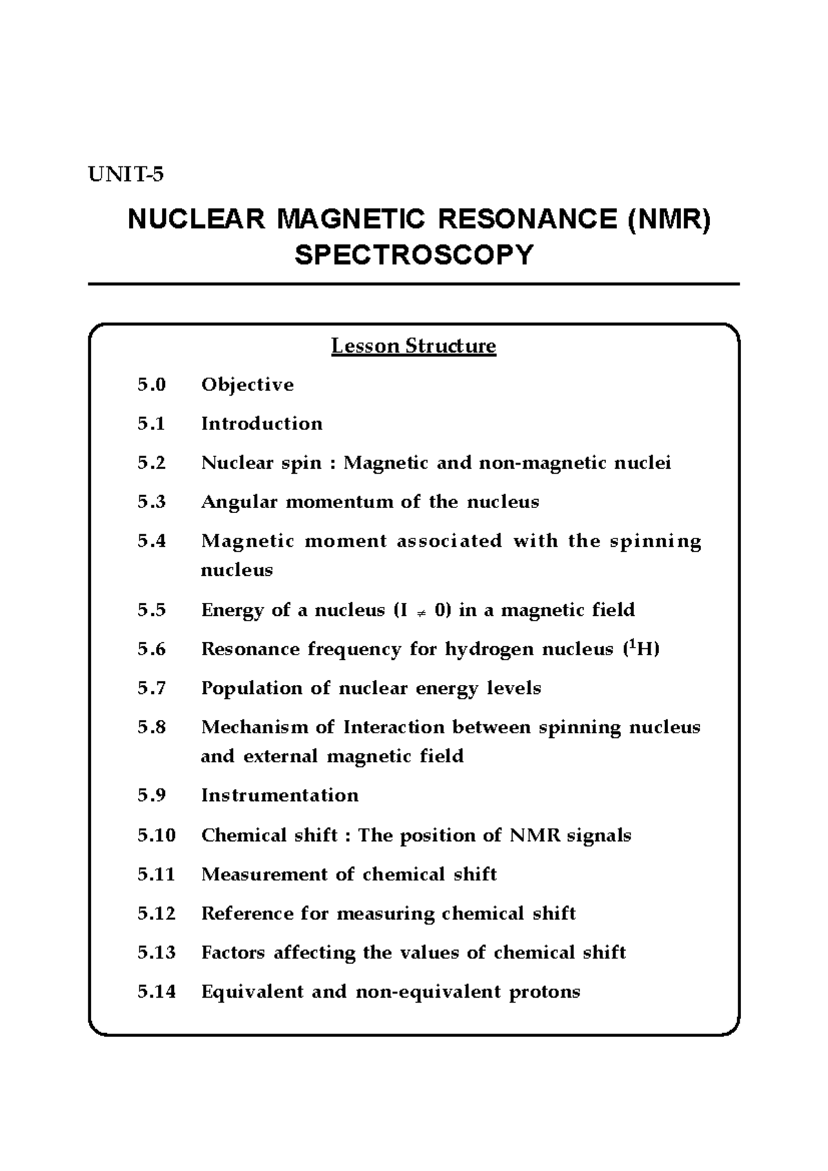 NMR Spectoscopy - about nmr - UNIT- NUCLEAR MAGNETIC RESONANCE (NMR ...