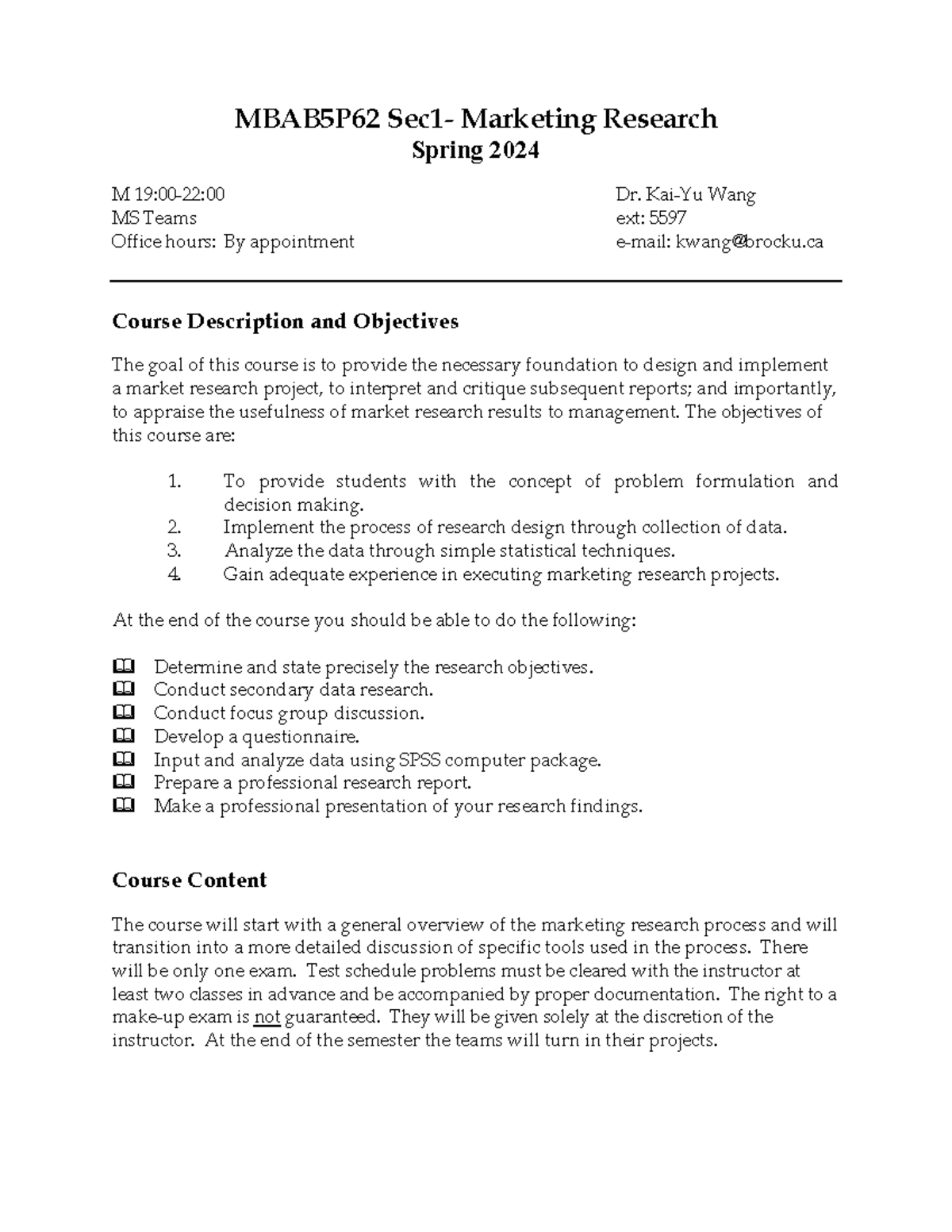 MBAB 5P62-1 syllabus Spring 2024 - Copy - MBAB5P62 Sec1- Marketing ...