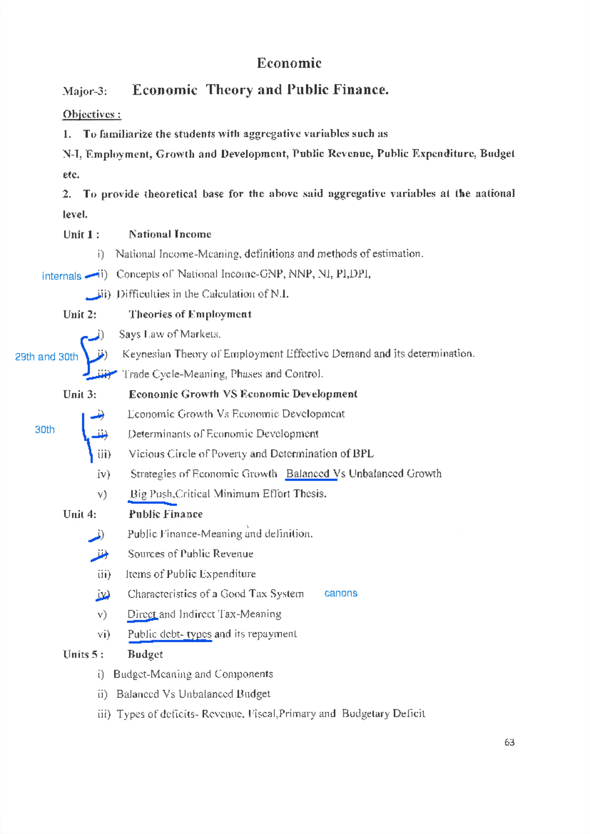 Syllabus - Economics - Studocu