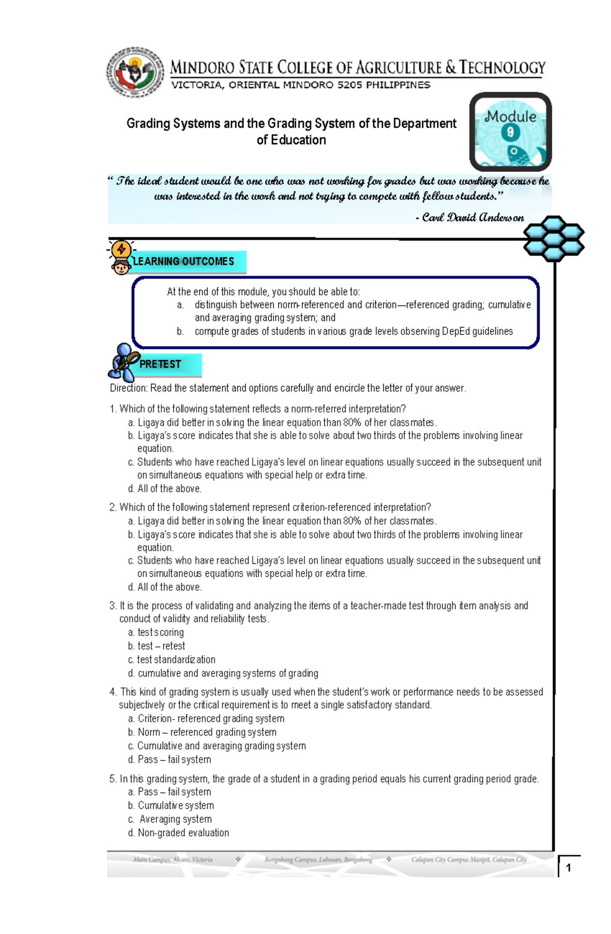 Module 9 - MOdyul 7 in Professional Education - Grading Systems and the ...