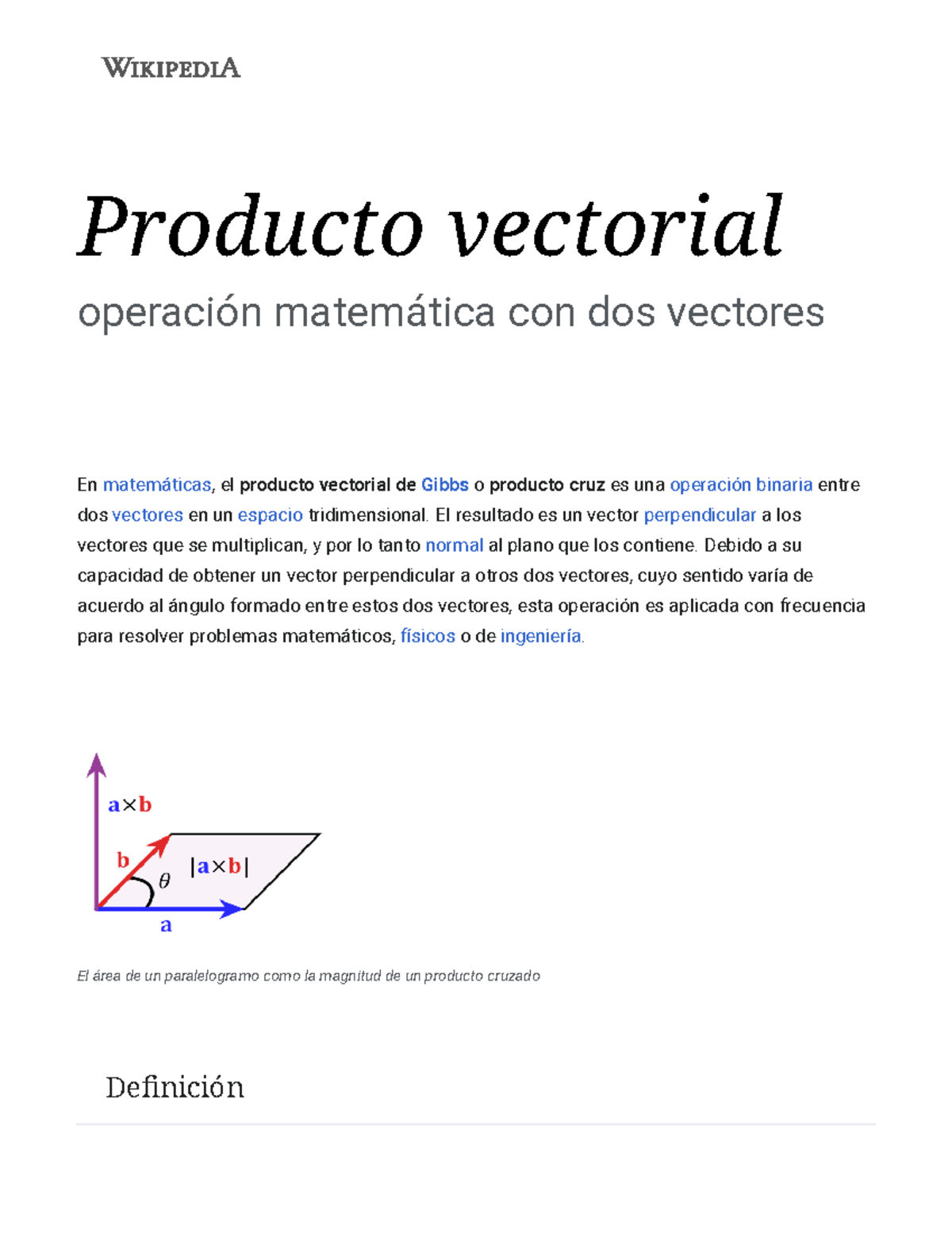 Producto vectorial - Wikipedia, la enciclopedia libre - Producto ...