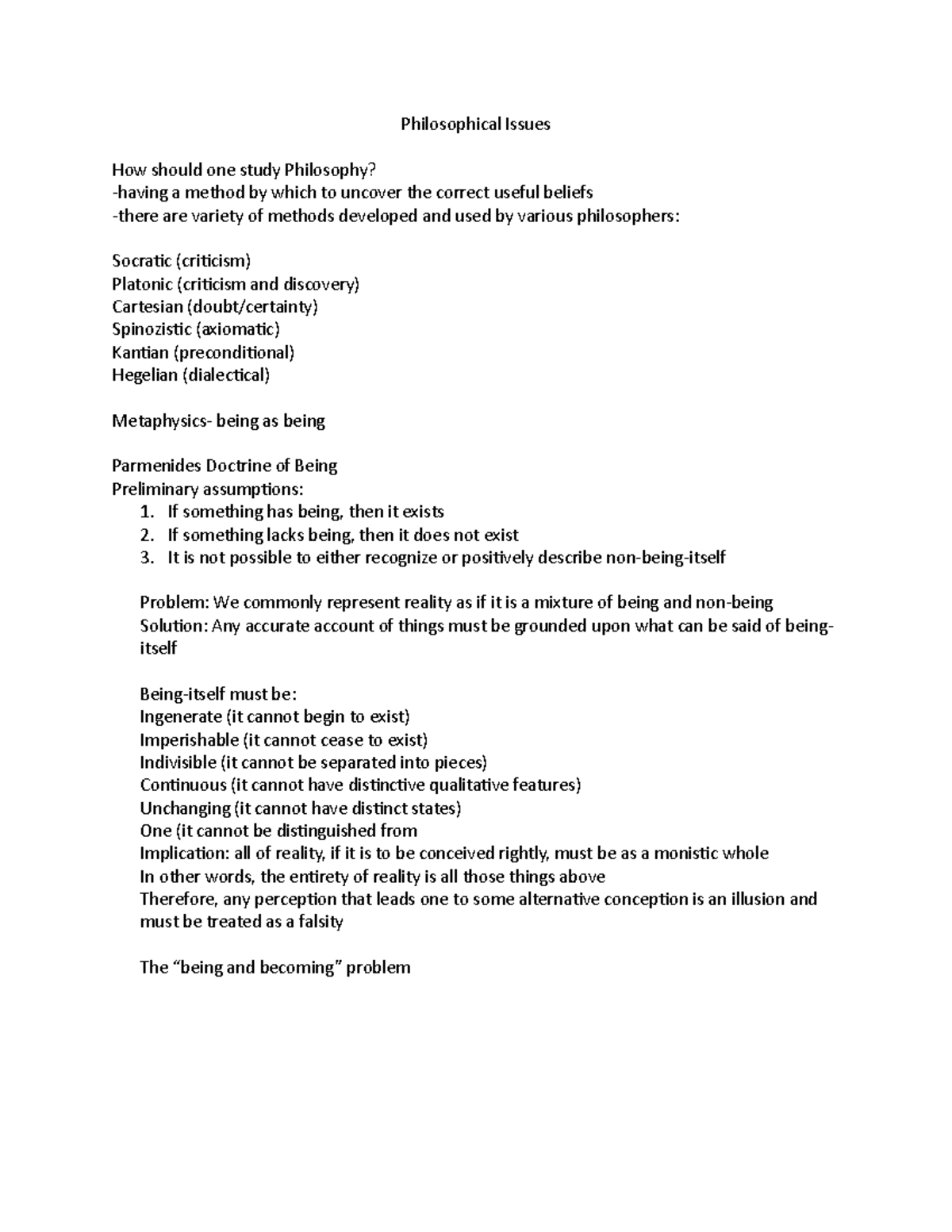 Philosophical Issues - PHI 215 daily lecture notes - Philosophical ...