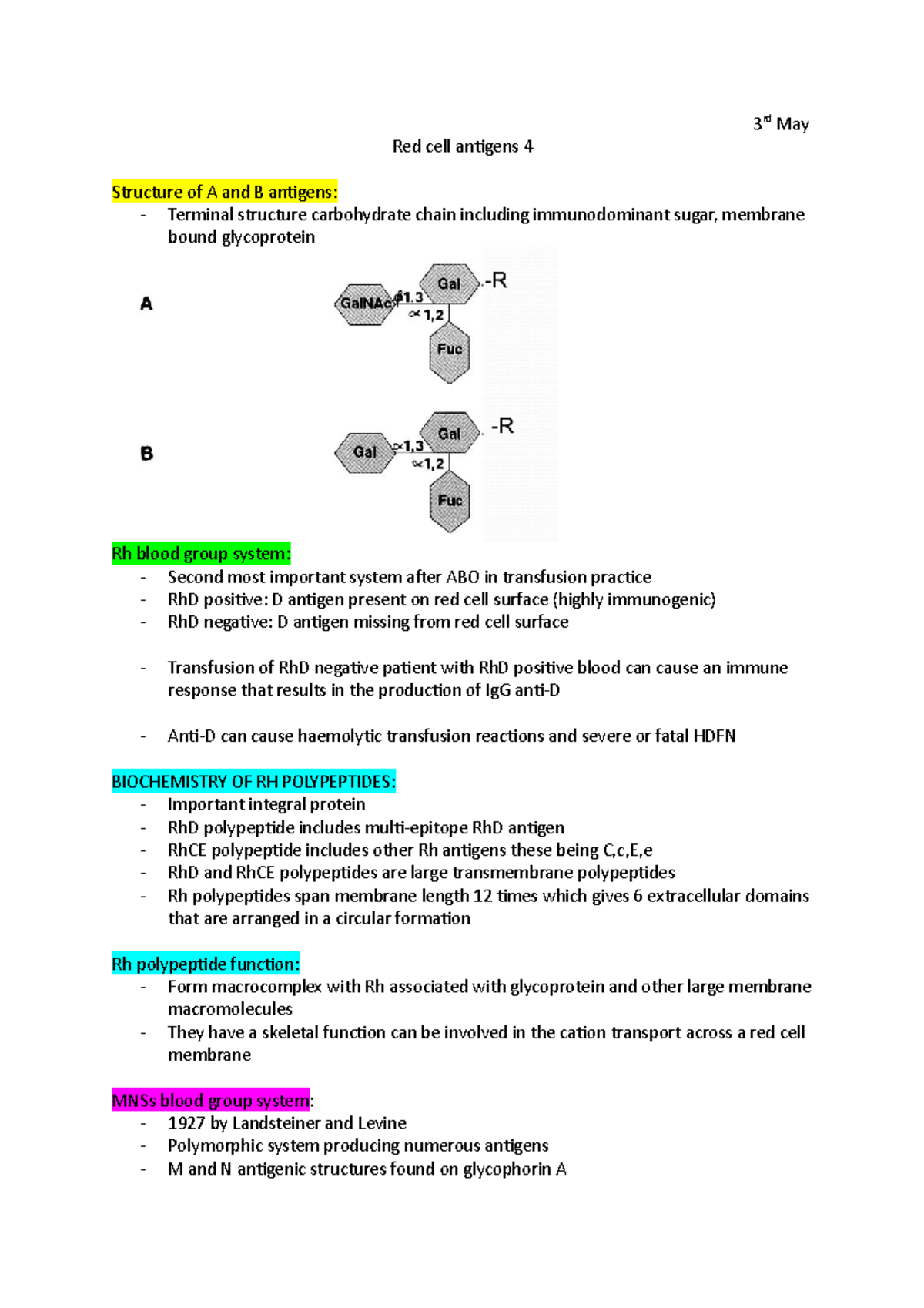 Red cell antigens 4 - 3rd May - 3 rd May Red cell antigens 4 Structure ...