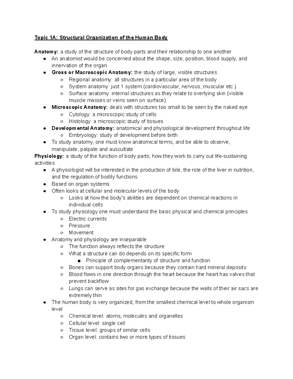 Topic 1 Structural Organization of the Human Body - ) Surface anatomy ...