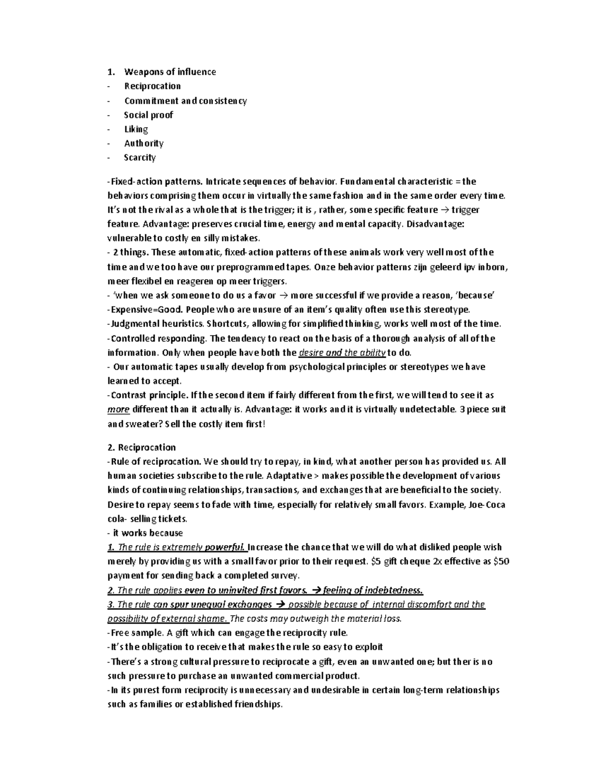 Summary Weapons of Influence, Cialdini - Weapons of influence ...