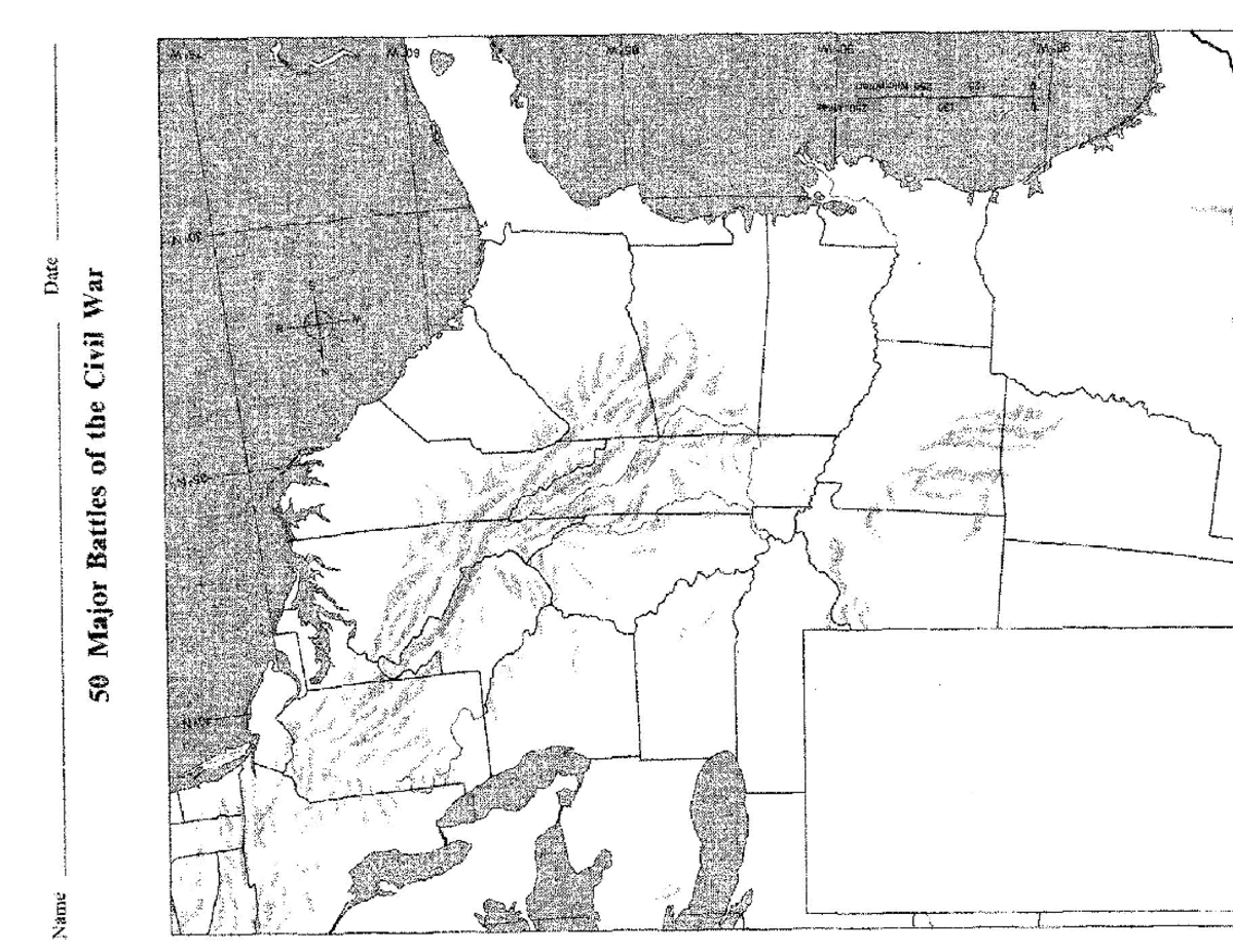 Blank Major Battles of the Civil War Map - Studocu
