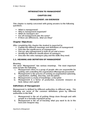 Chapter 2 - intro to management - Introduction to Management Chapter ...