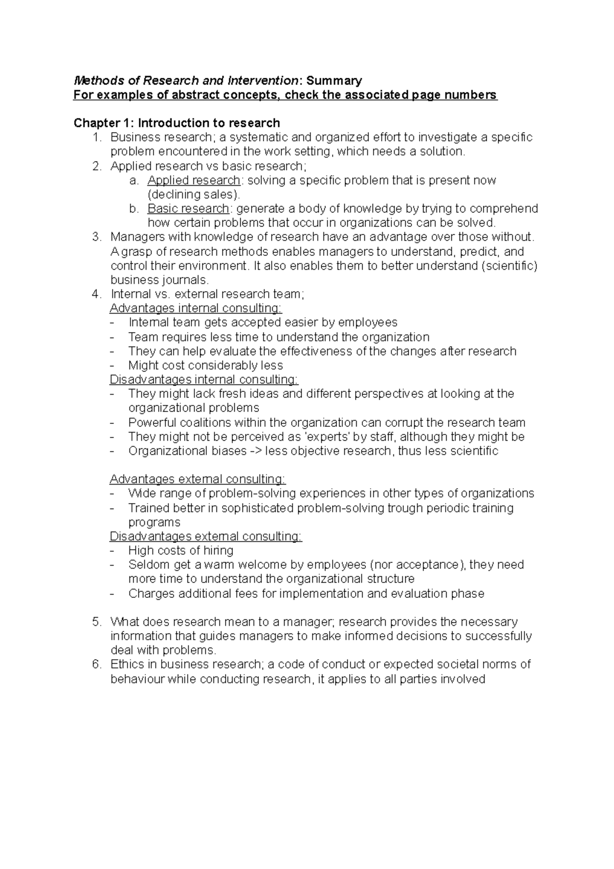 MRI Summary - Methods of Research and Intervention: Summary For ...