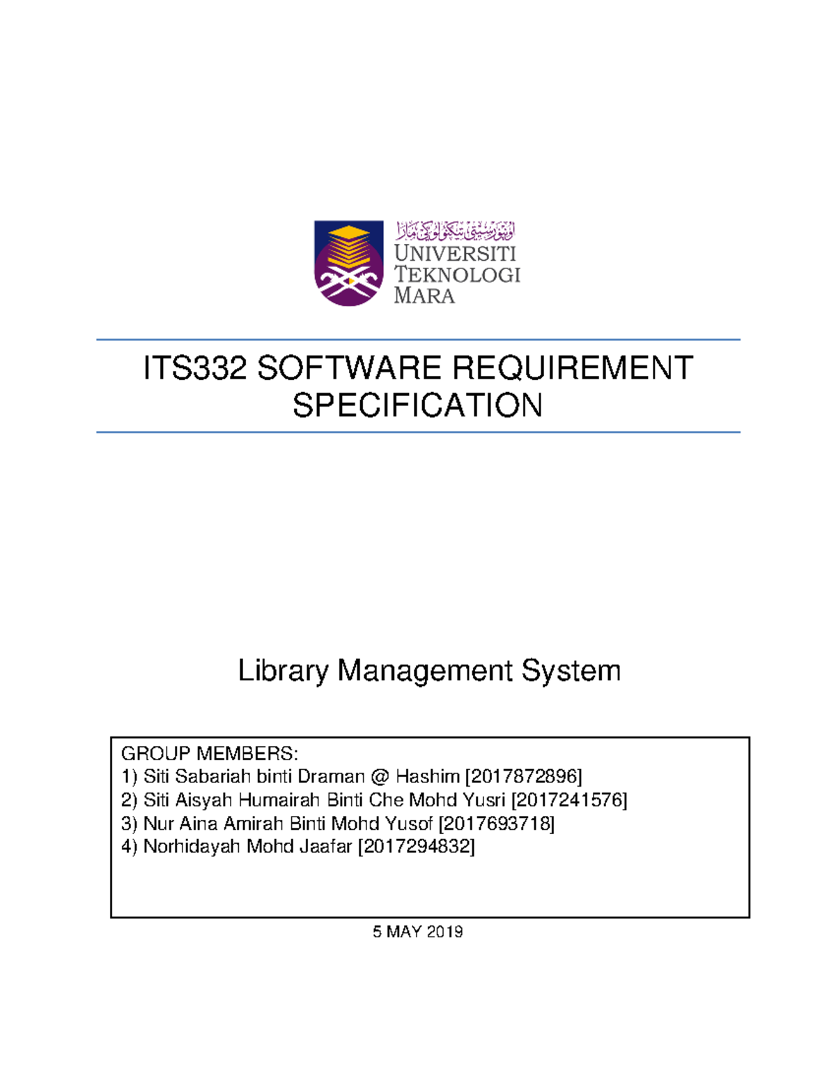 408741915-ITS332-SRS-Library-Management-System - ITS332 SOFTWARE ...