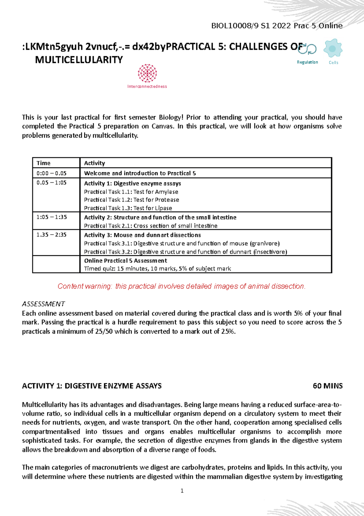 2022 BIOL10009 S1 Prac 5 Online Student Notes - BIOL10009 - Unimelb ...