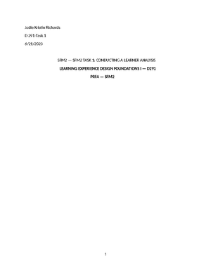 D 291 Task 2 paper - Conducting a needs analysis. - J. Kristin Richards ...