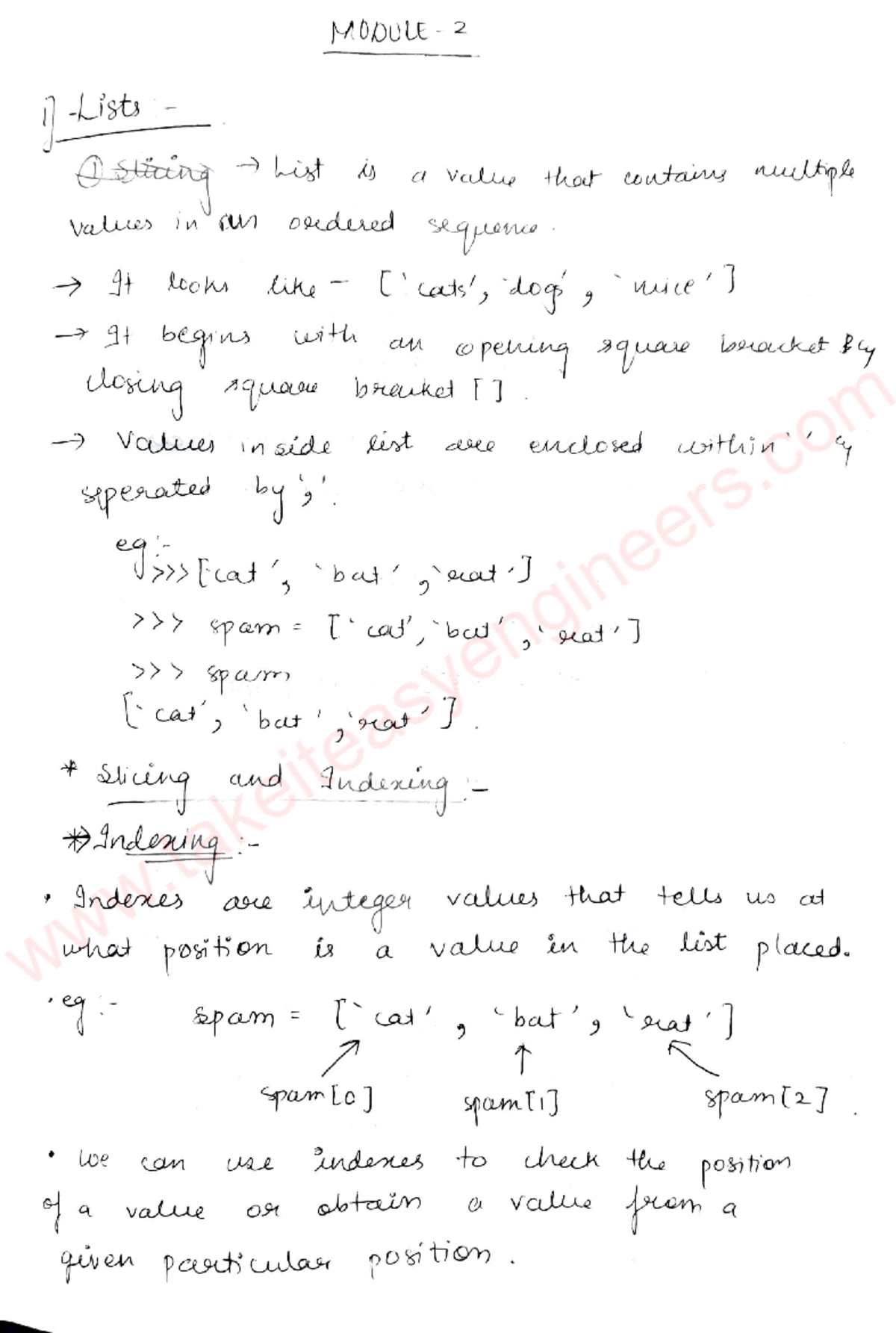 python module-03 5th sem subjects - MODULE 2 -Lists AStittna ist A Vaalue tout louutamy uhn ...