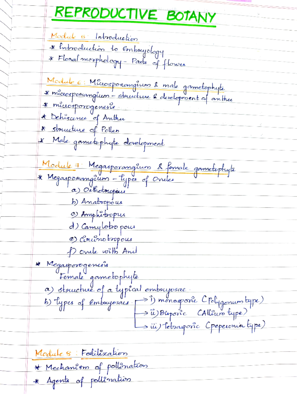 Sir 2 - It's lecture notes - REPRODUCTIVE BOTANY Modul 5ntoouekon ...
