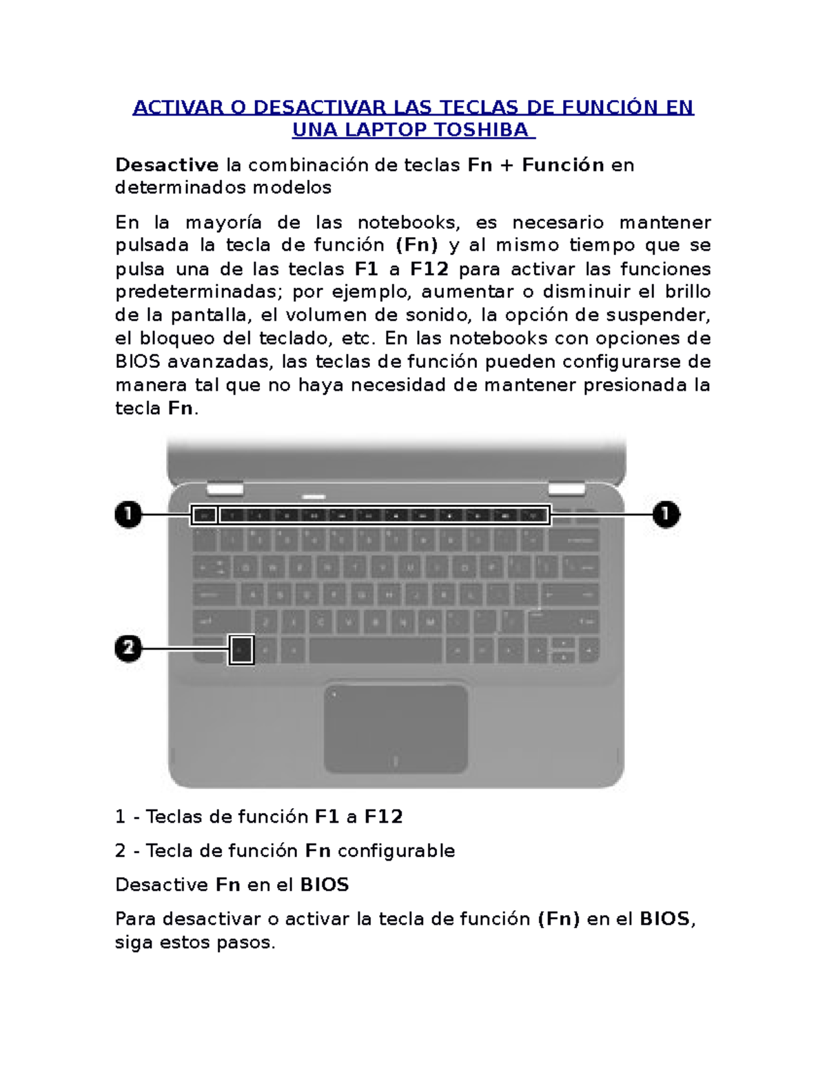 Activar O Desactivar LA Segunda Función DE UNA Laptop - ACTIVAR O DESACTIVAR LAS TECLAS DE ...