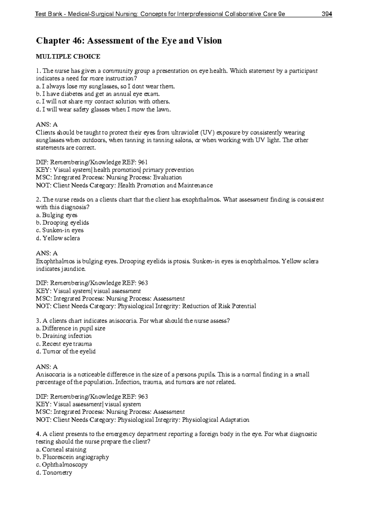 Chapter 46 Assessment Of The Eye And Vision NUR1211 StuDocu Chapter 46 Assessment Of The Eye And Vision NUR1211 StuDocu