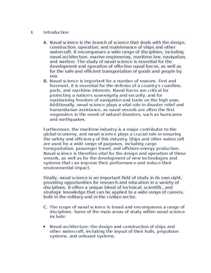 Importance of Naval Science - Introduction A. Naval science encompasses ...