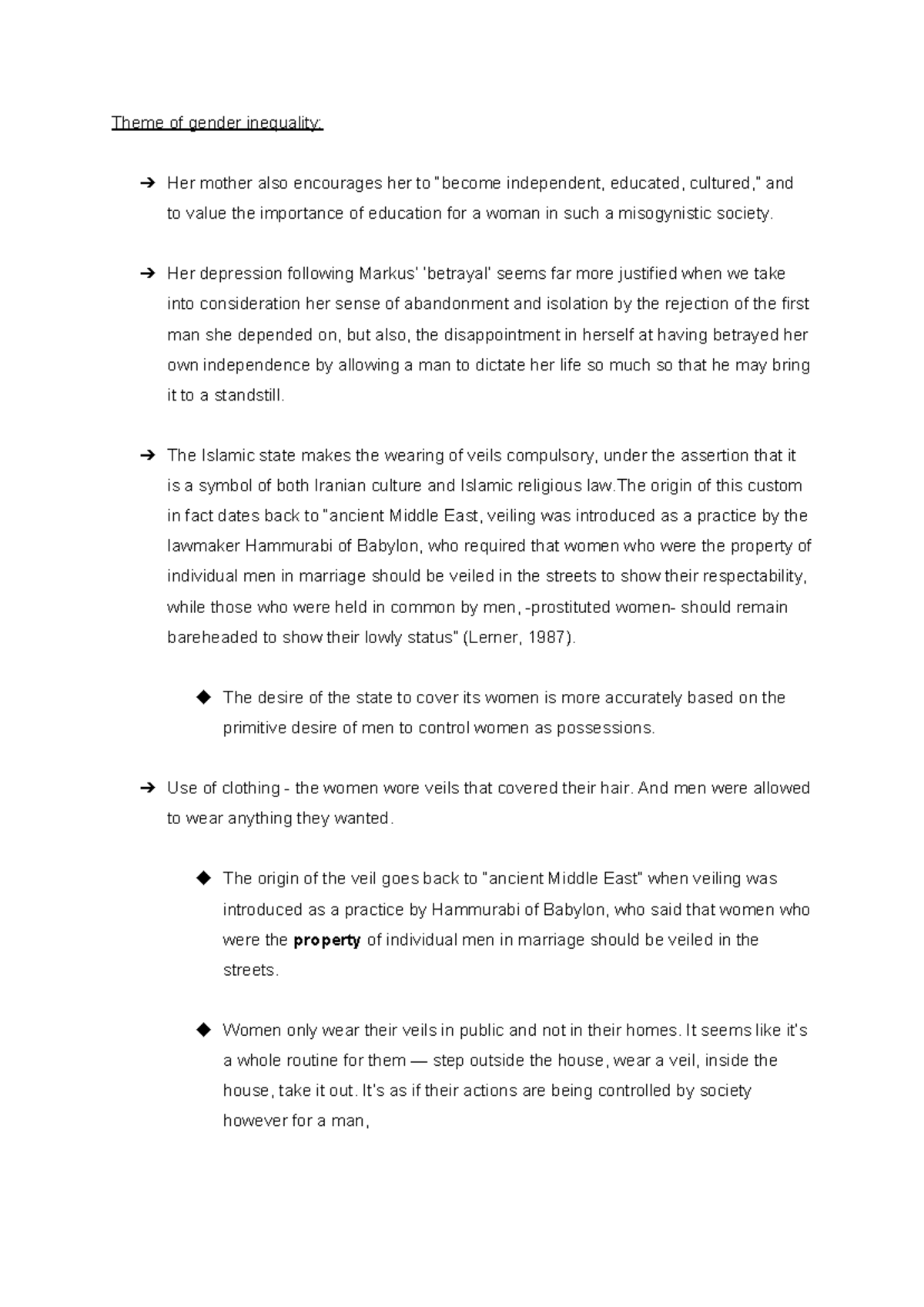 Persepolis Themes - Theme of gender inequality: Her mother also ...