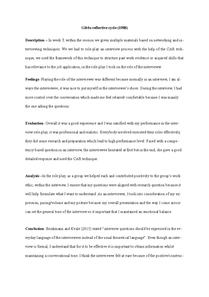 Sample Essay Using Gibbs' Reflective Model - /Services /Samples Gibbs ...