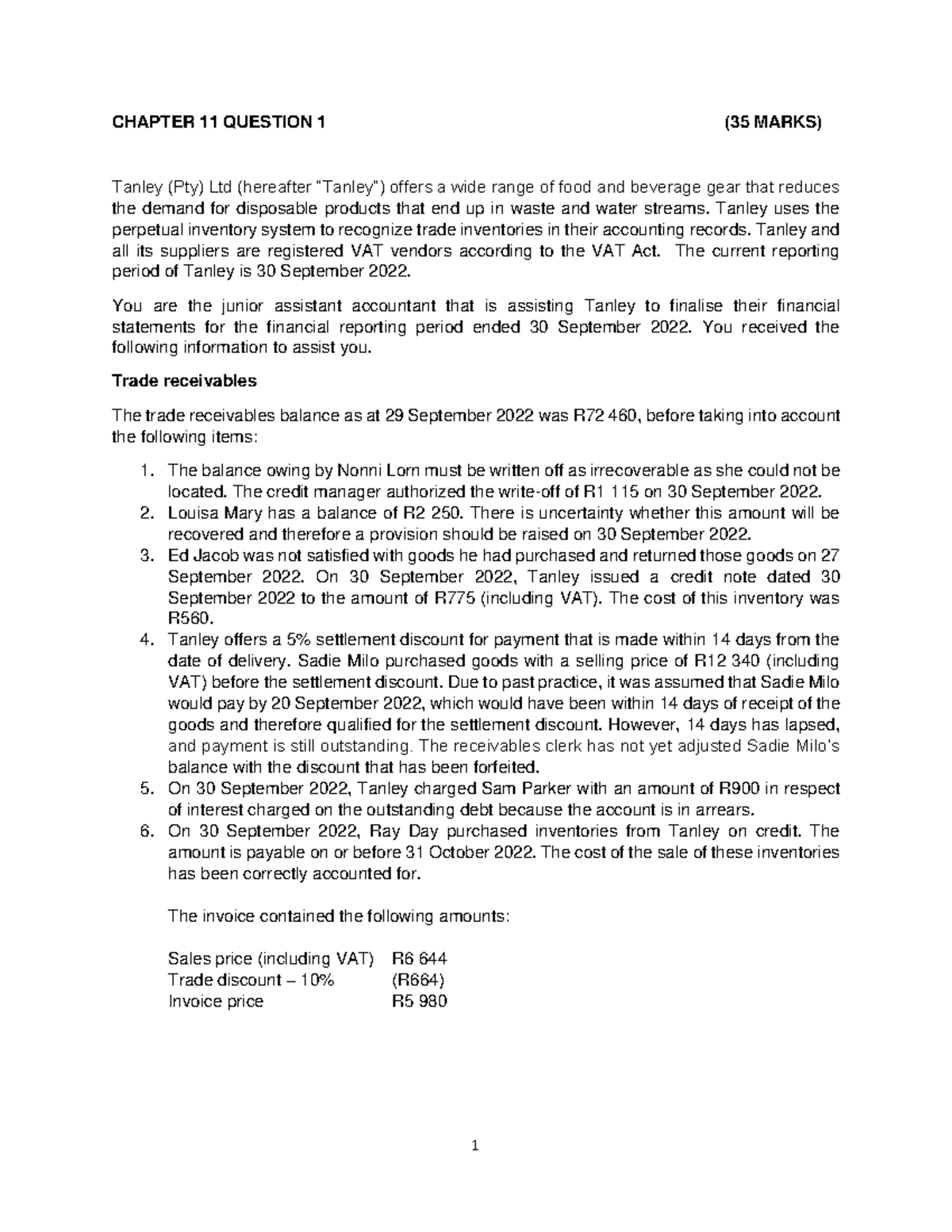 Chapter 11 Q1 - Practice paper abt trade payables n receivables ...