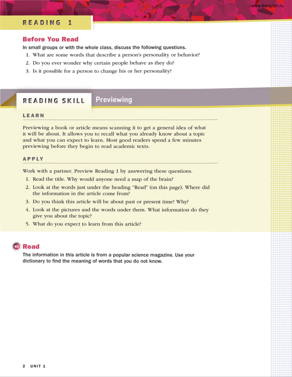 Strategy Previewing - Estrategias de aprendizaje para el ingles - R E A ...