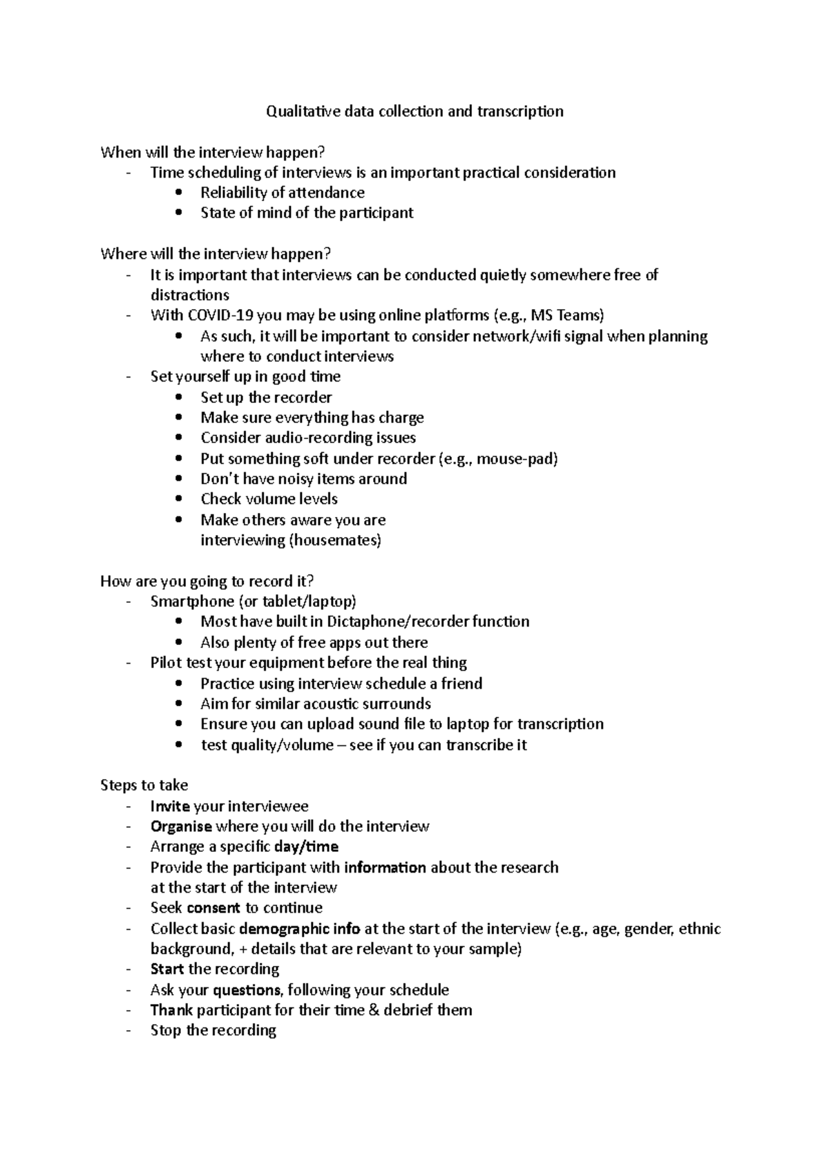 Qualitative data collection and transcription - , MS Teams) As such, it ...