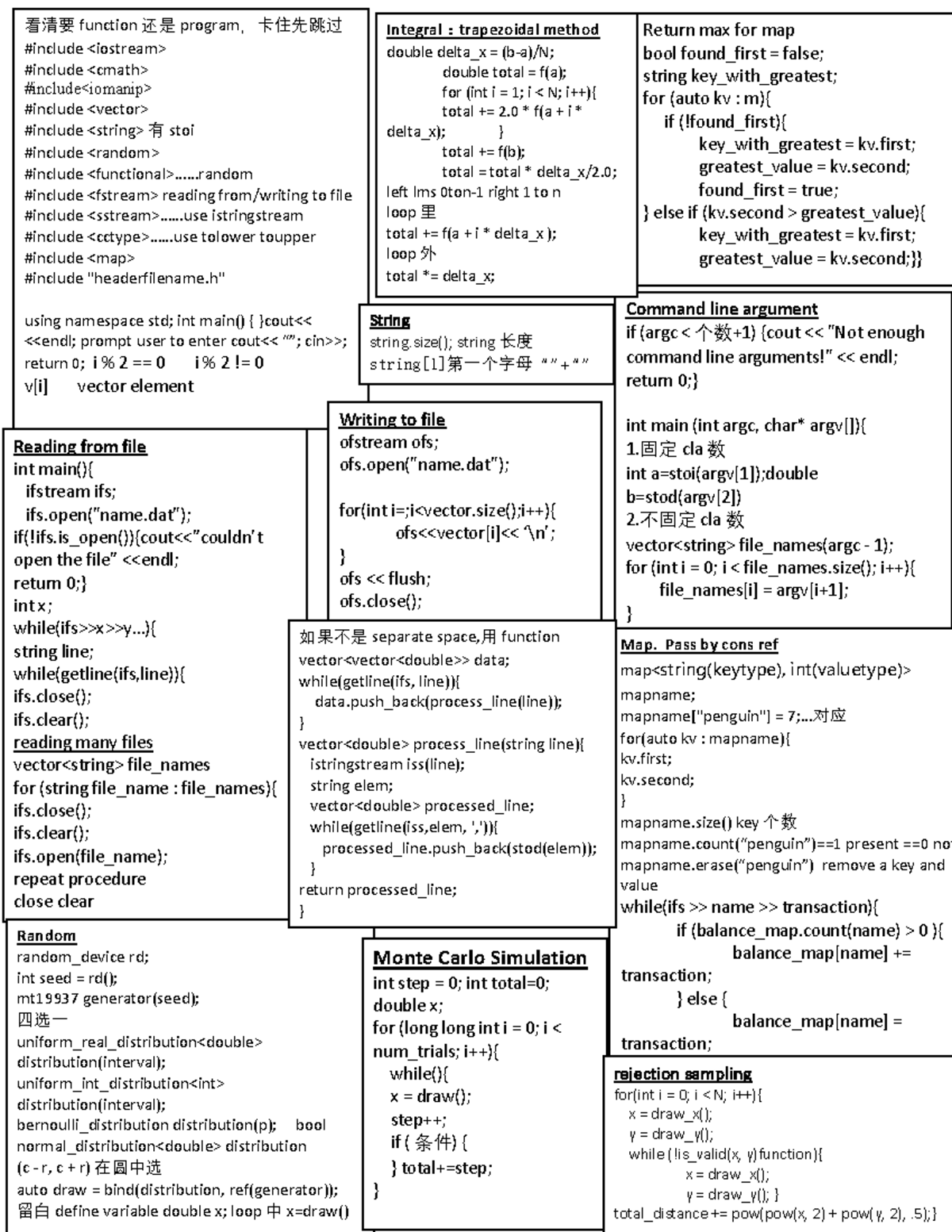 Acms cheat sheet - Pruitt - 看清要function还是program，卡住先跳过 #include # ...