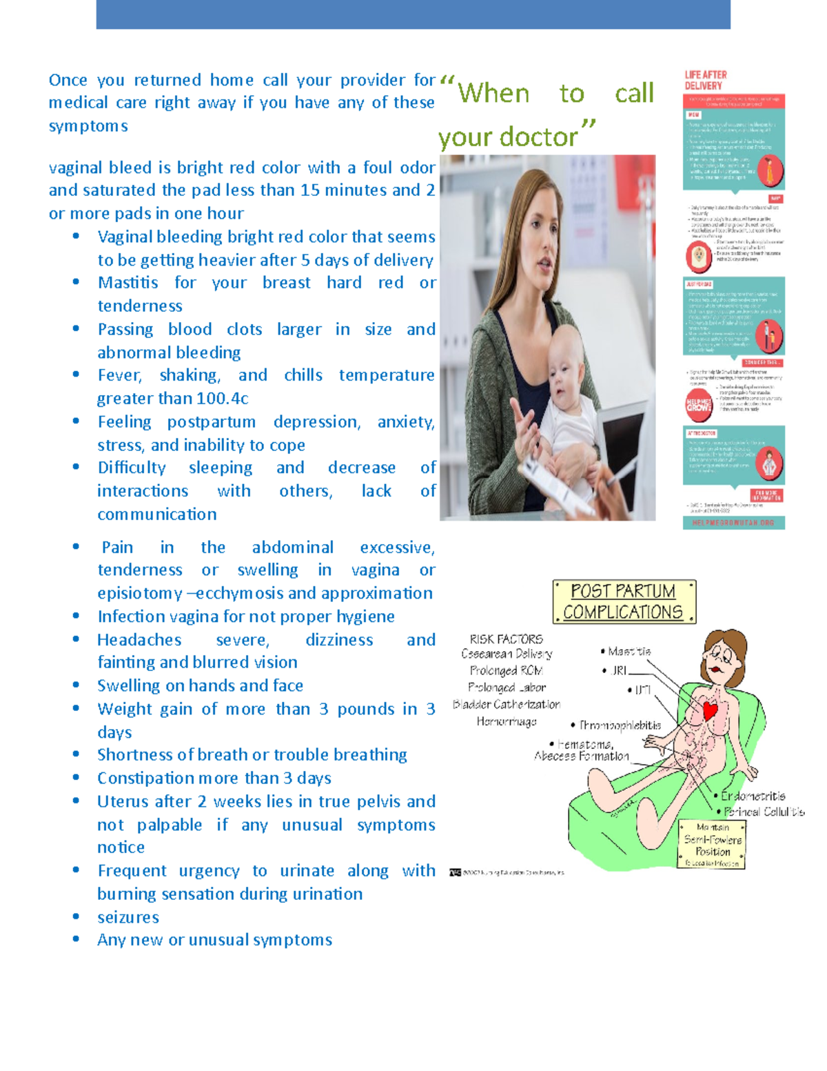 Pamphlet - When to call doctor med - Once you returned home call your ...