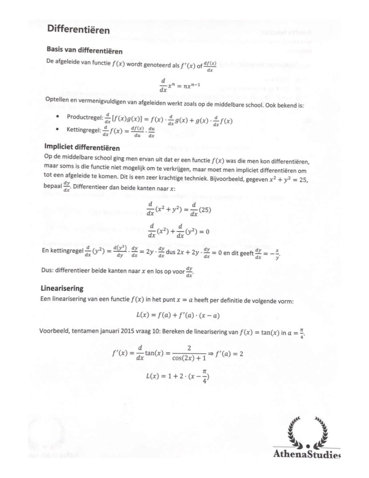 Differentiéren - uitleg over differentiëren en ook oefenopgaven ...