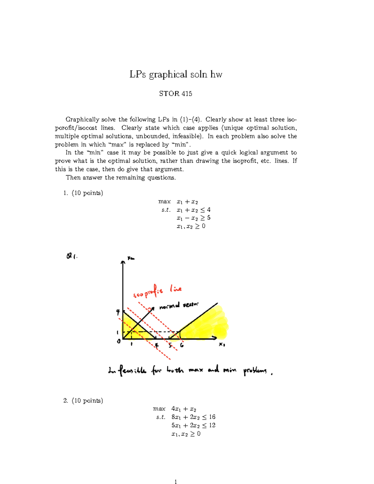 Stor 415 HW 5 Solution - LPs graphical soln hw STOR 415 Graphically ...