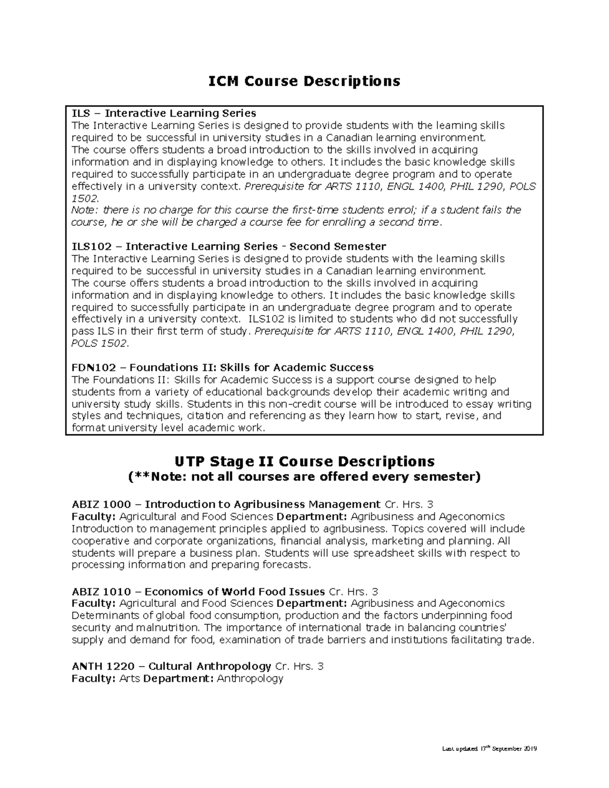 ICM ICM Course Descriptions - ICM Course Descriptions ILS – Interactive ...