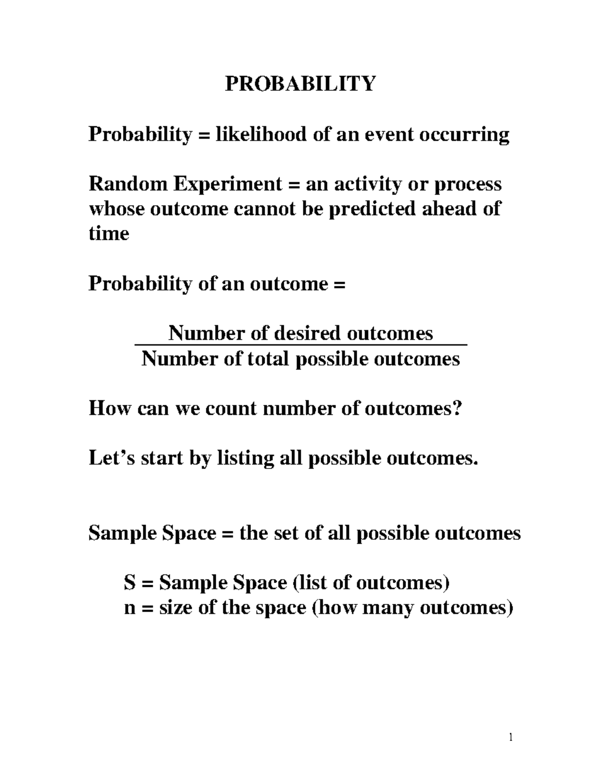2261408-probability 1 - PROBABILITY Probability = likelihood of an ...