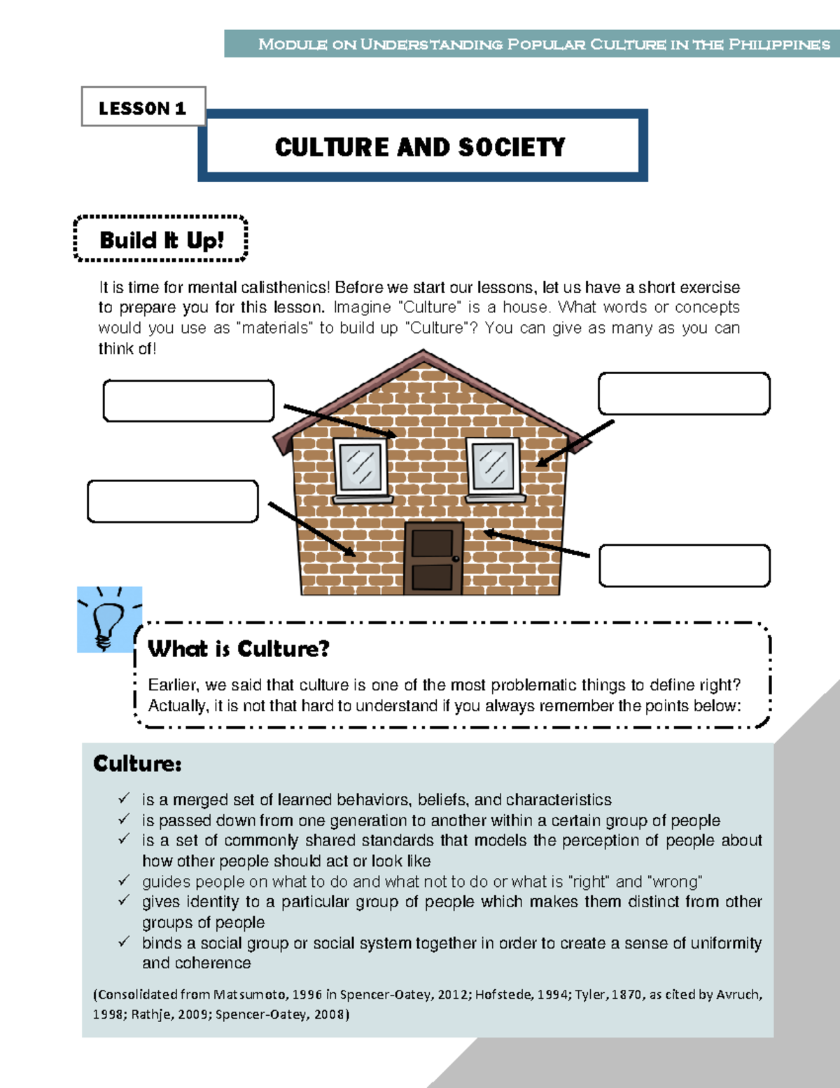 Lesson 1 Culture and Society - LESSON 1 CULTURE AND SOCIETY ...