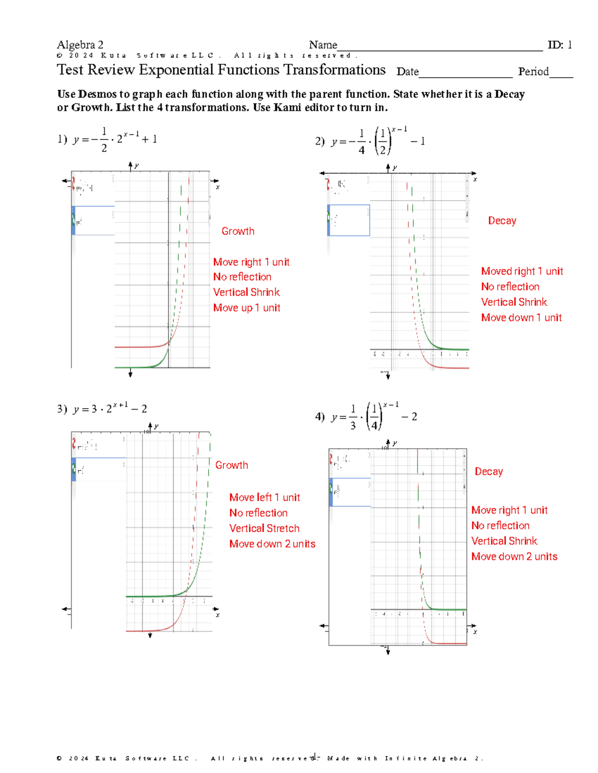 Kami Export - Test Review Exponential Functions Transformations - ©l Q ...