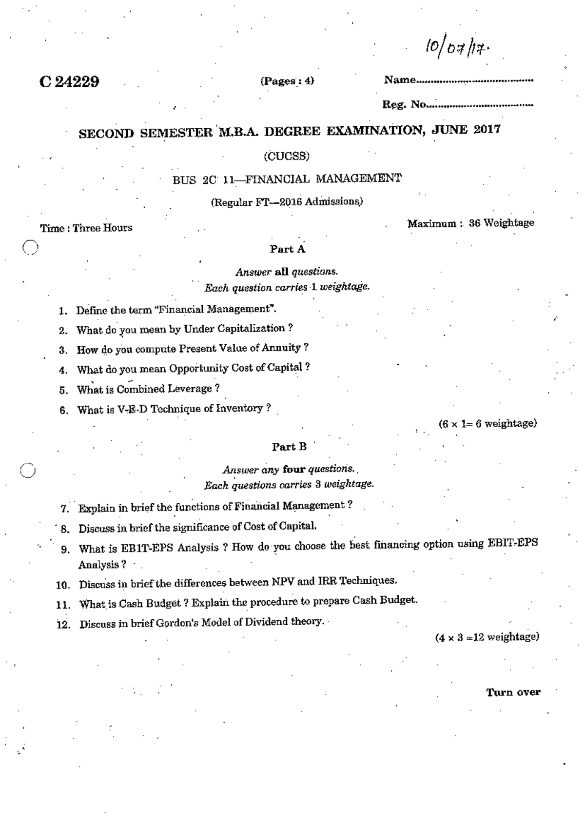 FM2017 Question Paper Of Financial Management Studocu fm2017-question-paper-of-financial-management-studocu