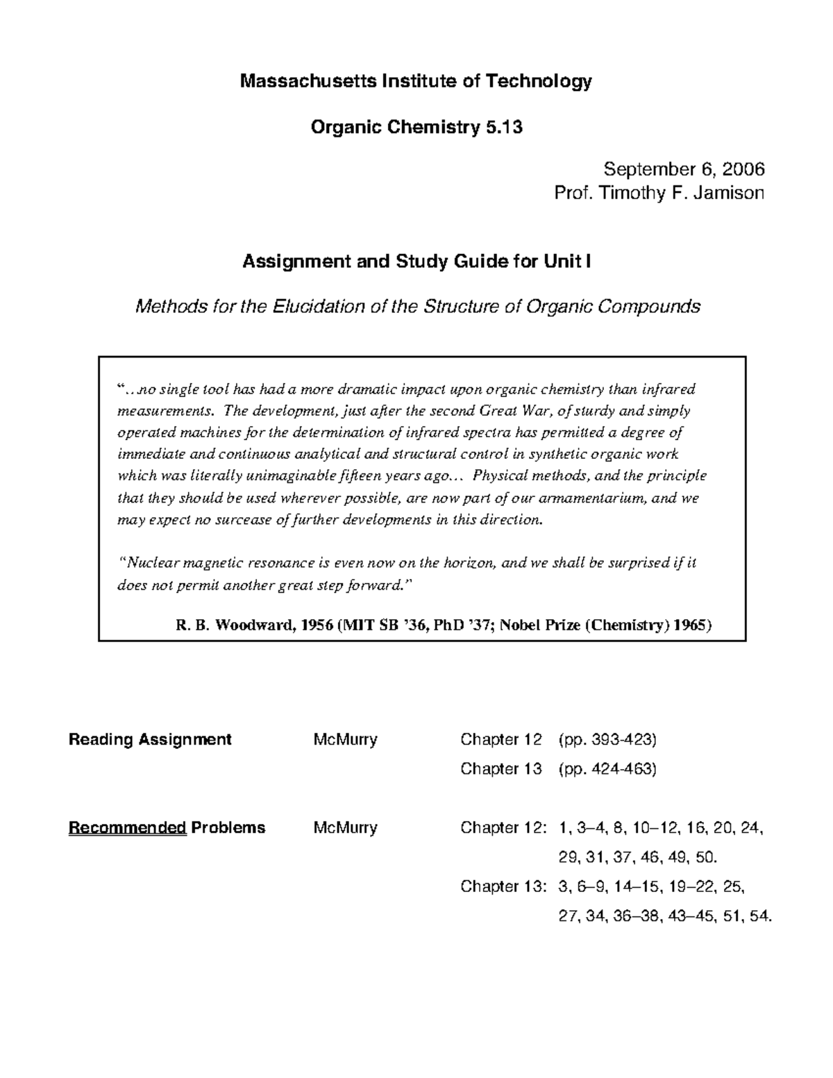 Unit 1 study - Massachusetts Institute of Technology Organic Chemistry ...