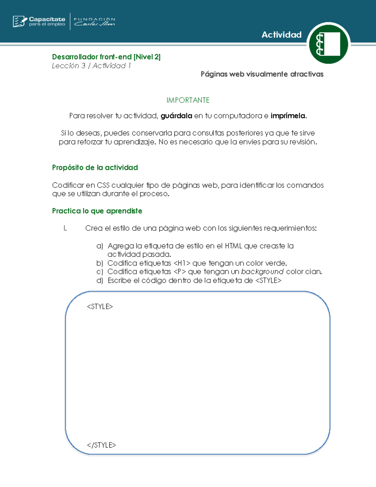 Nivel 2 leccion 3 - ssssssssssssssssssssss - Actividad Desarrollador ...