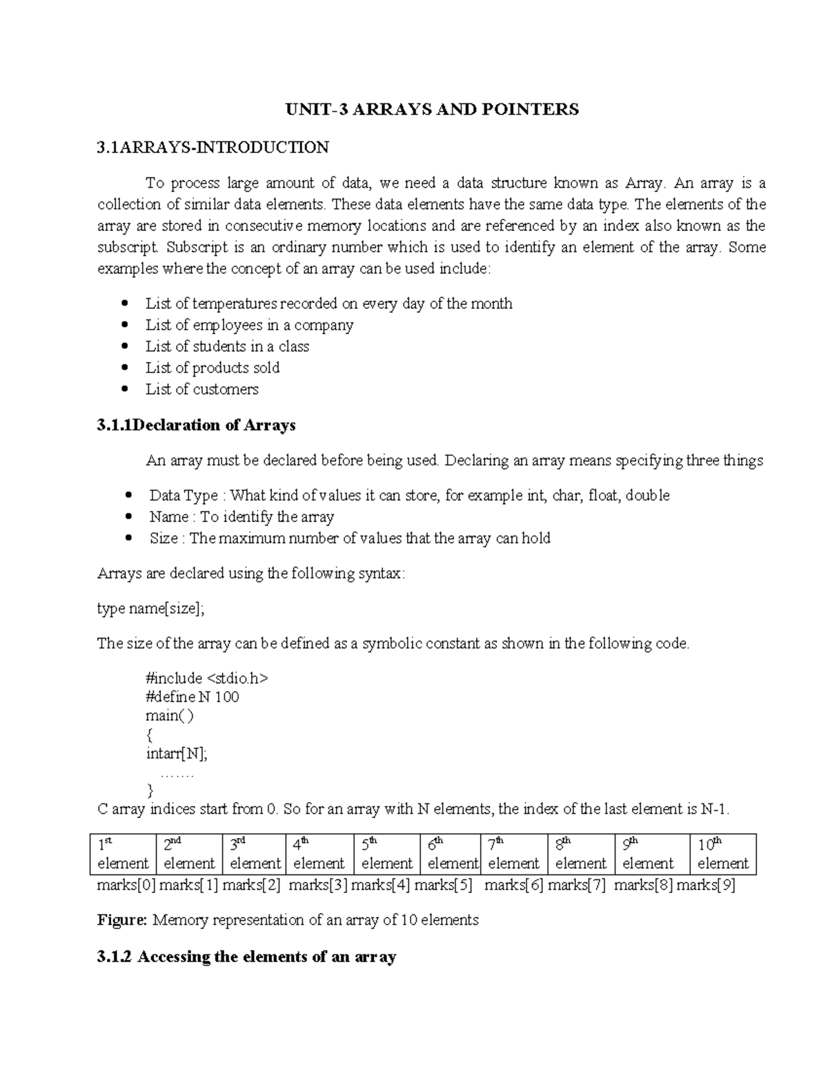 Coding Unit -3 Arrays and Pointers - UNIT-3 ARRAYS AND POINTERS 3 ... Coding Unit -3 Arrays and Pointers - UNIT-3 ARRAYS AND POINTERS 3 ...