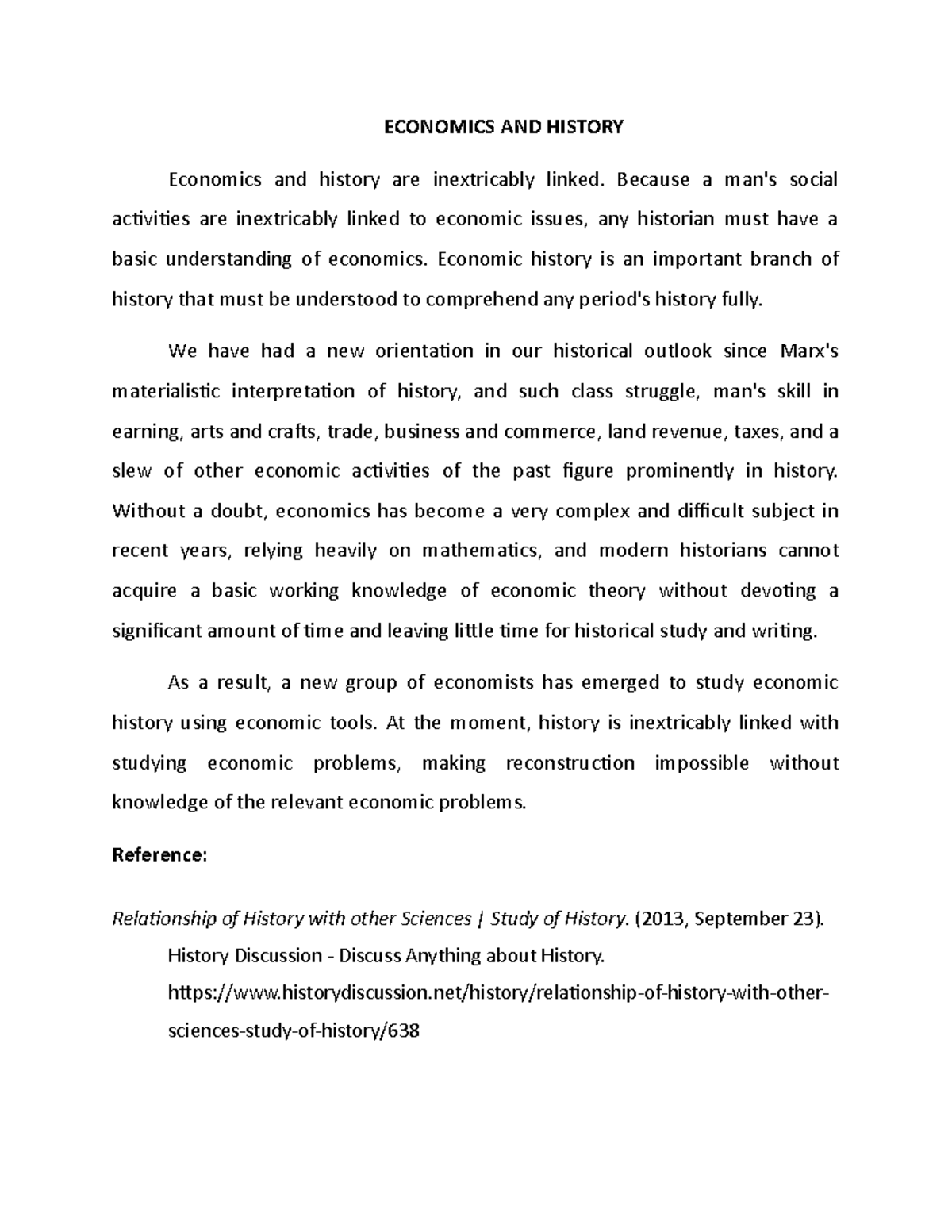 Economics AND History - ECONOMICS AND HISTORY Economics and history are ...