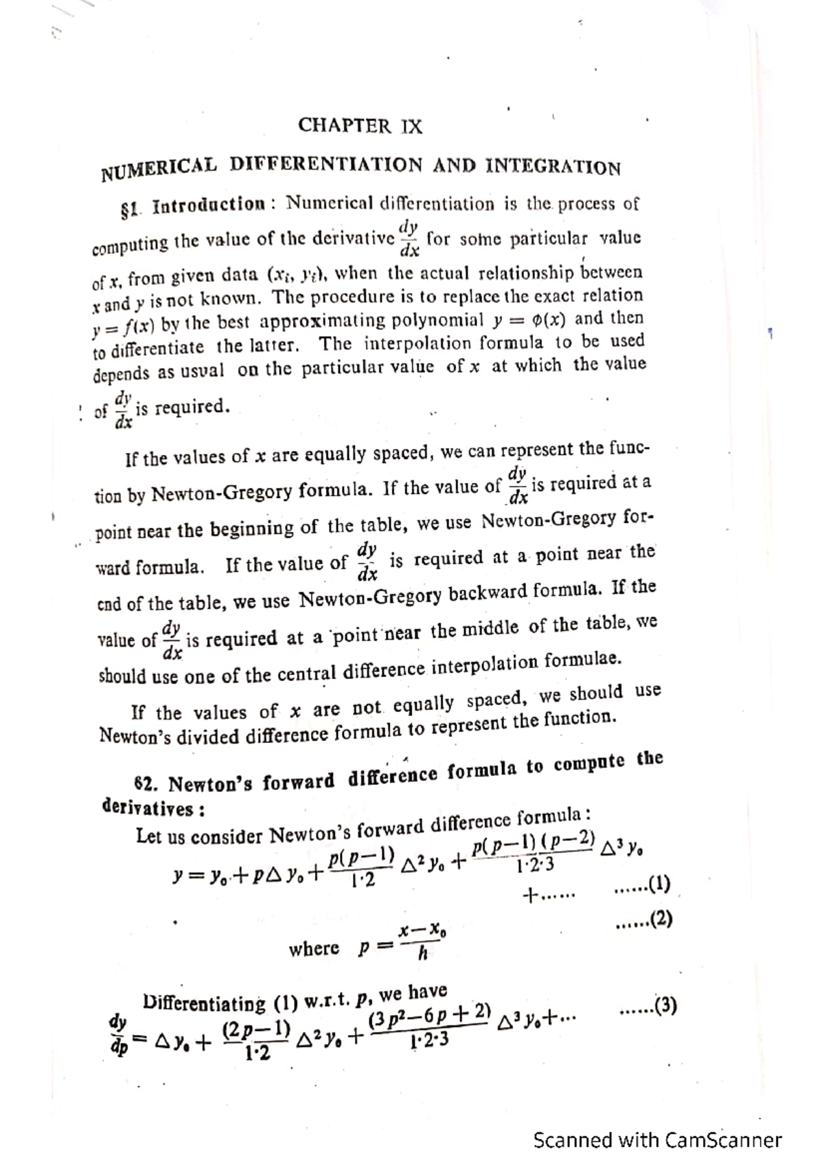 Numerical differentiation and integration - CHAPTER IX NUMERICAL ... Numerical differentiation and integration - CHAPTER IX NUMERICAL ...