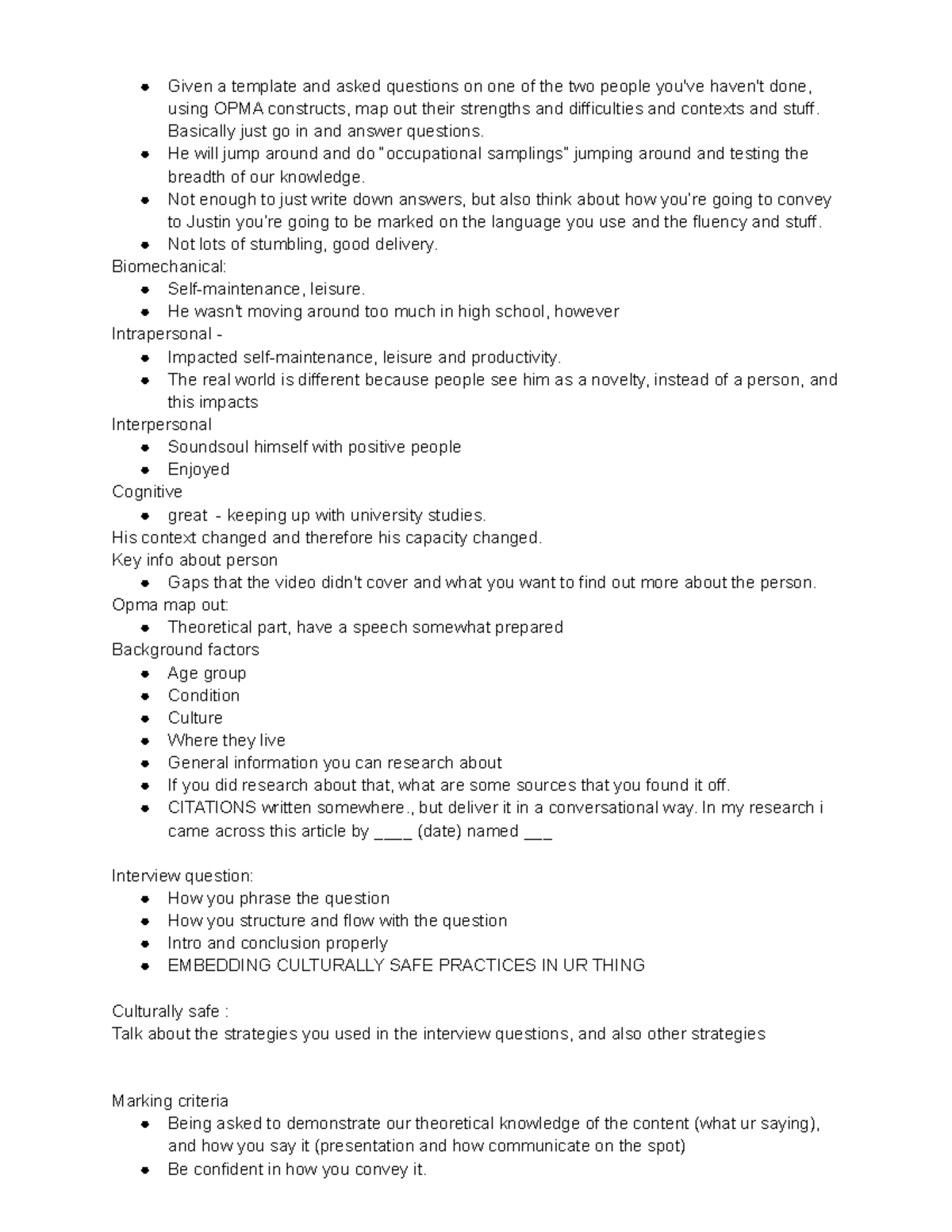 Oral exam notes - Given a template and asked questions on one of the ...