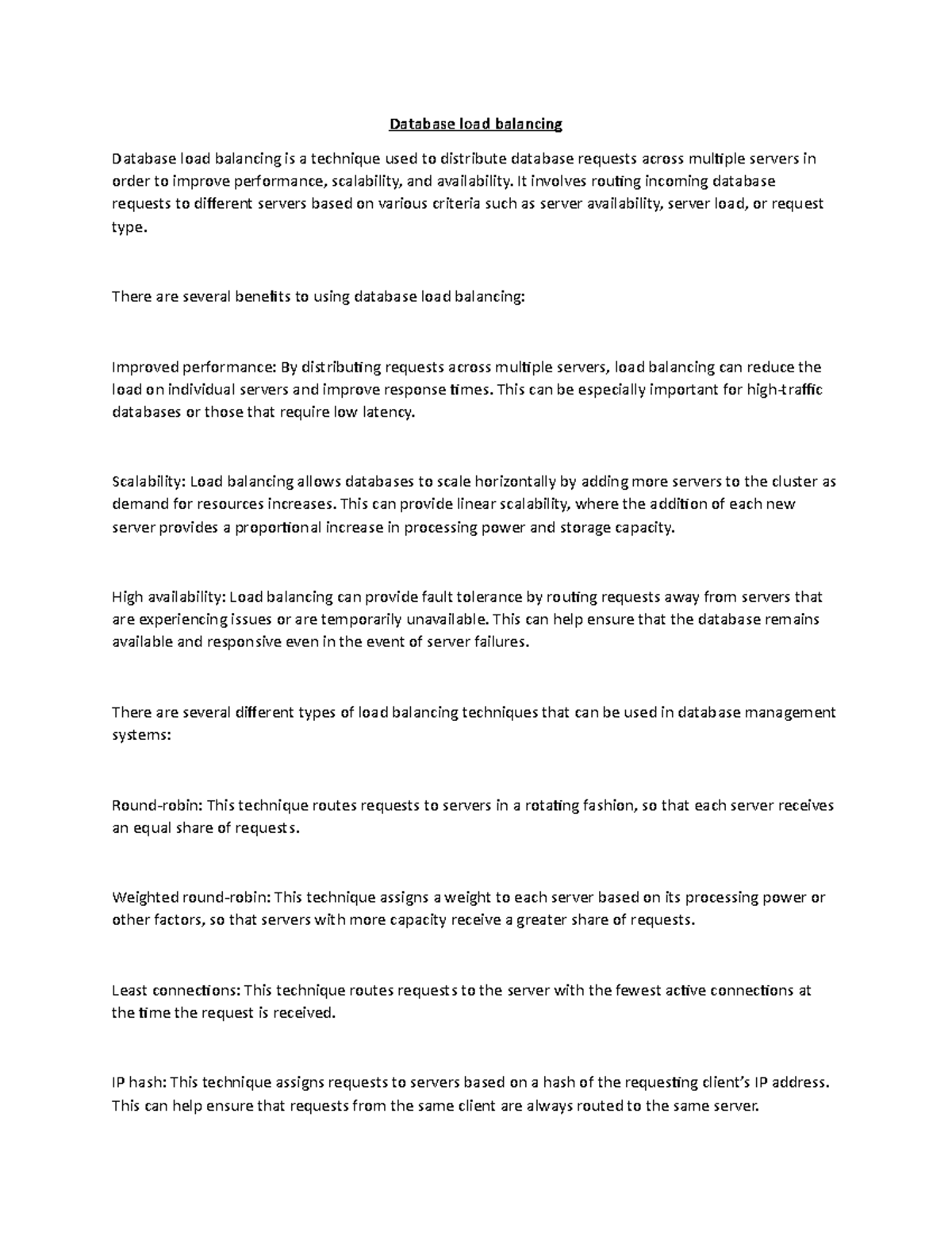 Database Load Balancing It Involves Routing Incoming Databaserequests To Different Servers