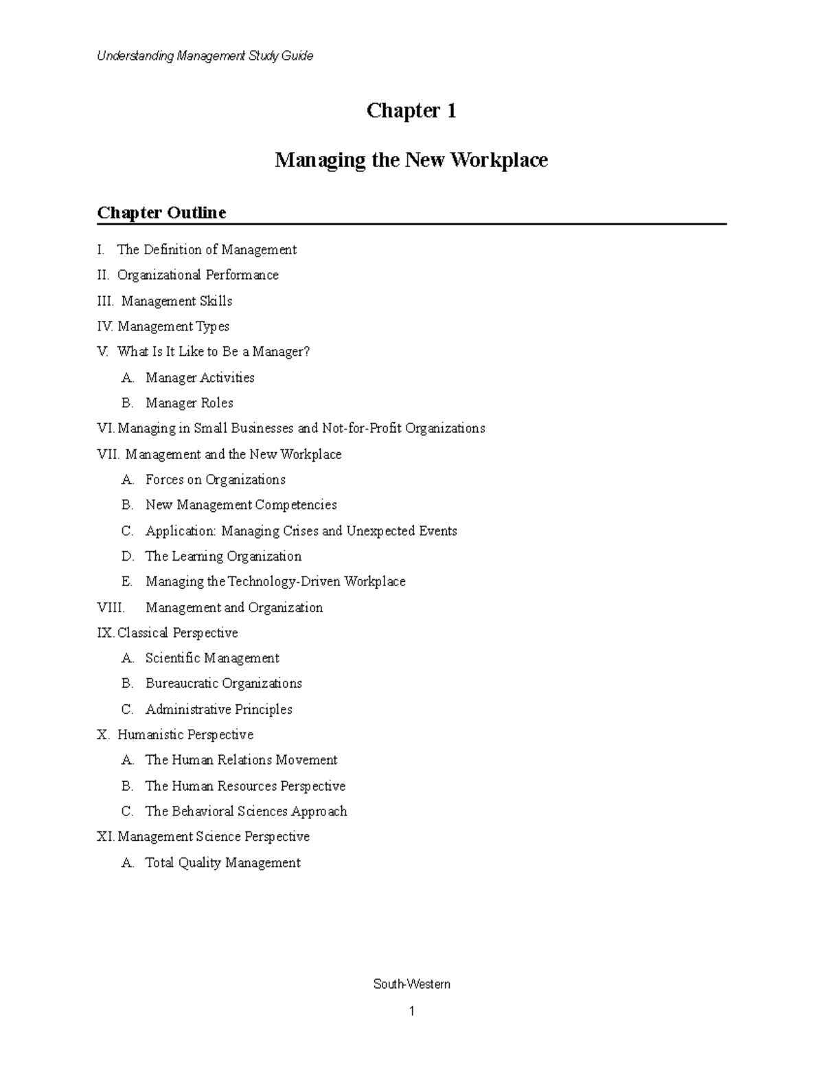 Sg01 - project INS - Understanding Management Study Guide Chapter 1 ...