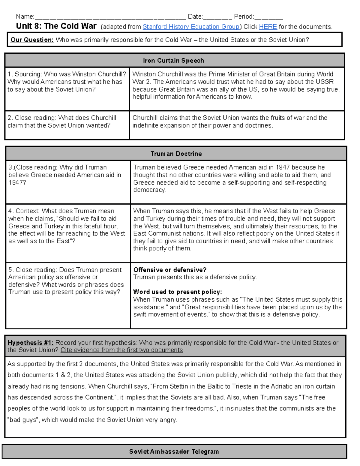 The Cold War: US vs Soviet Union - Studocu