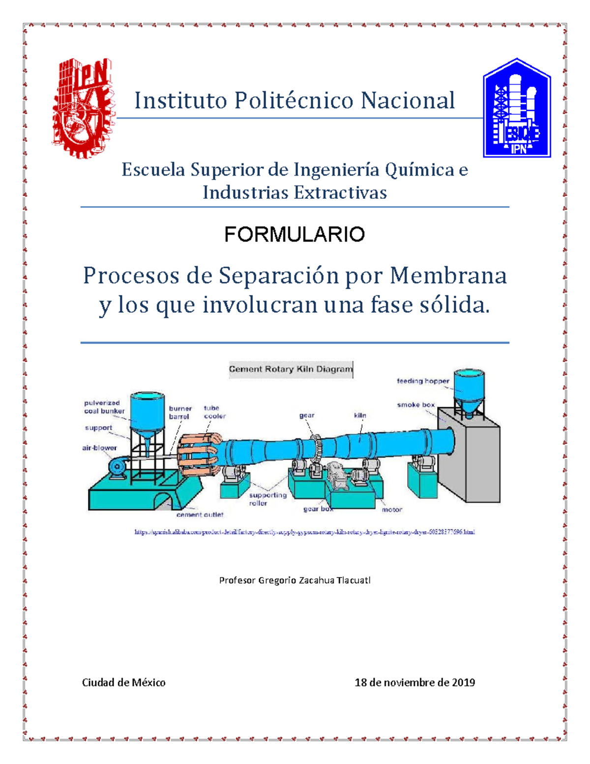 Formulario secado - Formulas basicas durante el curso - Instituto Politécnico Nacional Escuela ...