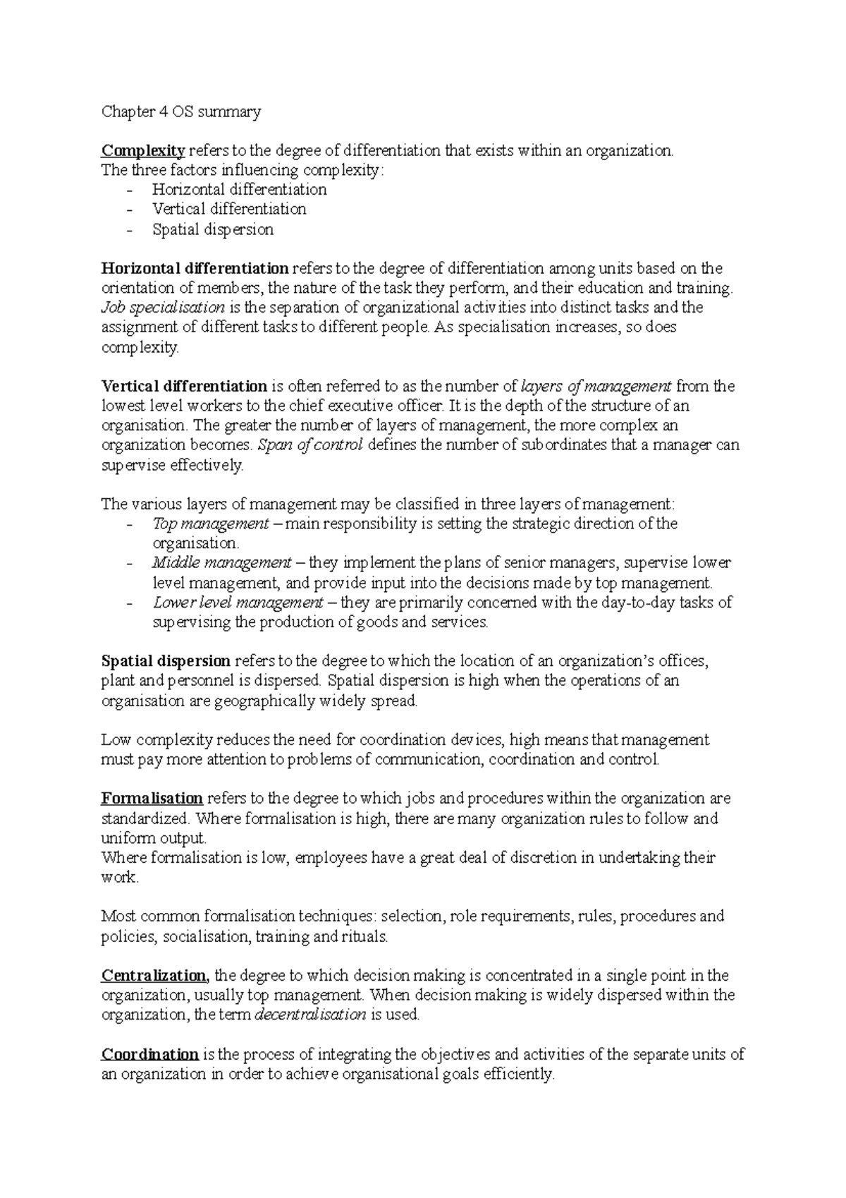 Chapter 4 OS summary - Chapter 4 OS summary Complexity refers to the ...