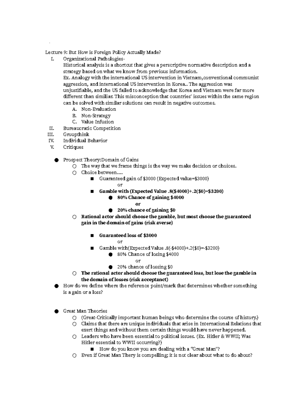 Lecture 9-How Should States Behave - Lecture 9: But How is Foreign ...