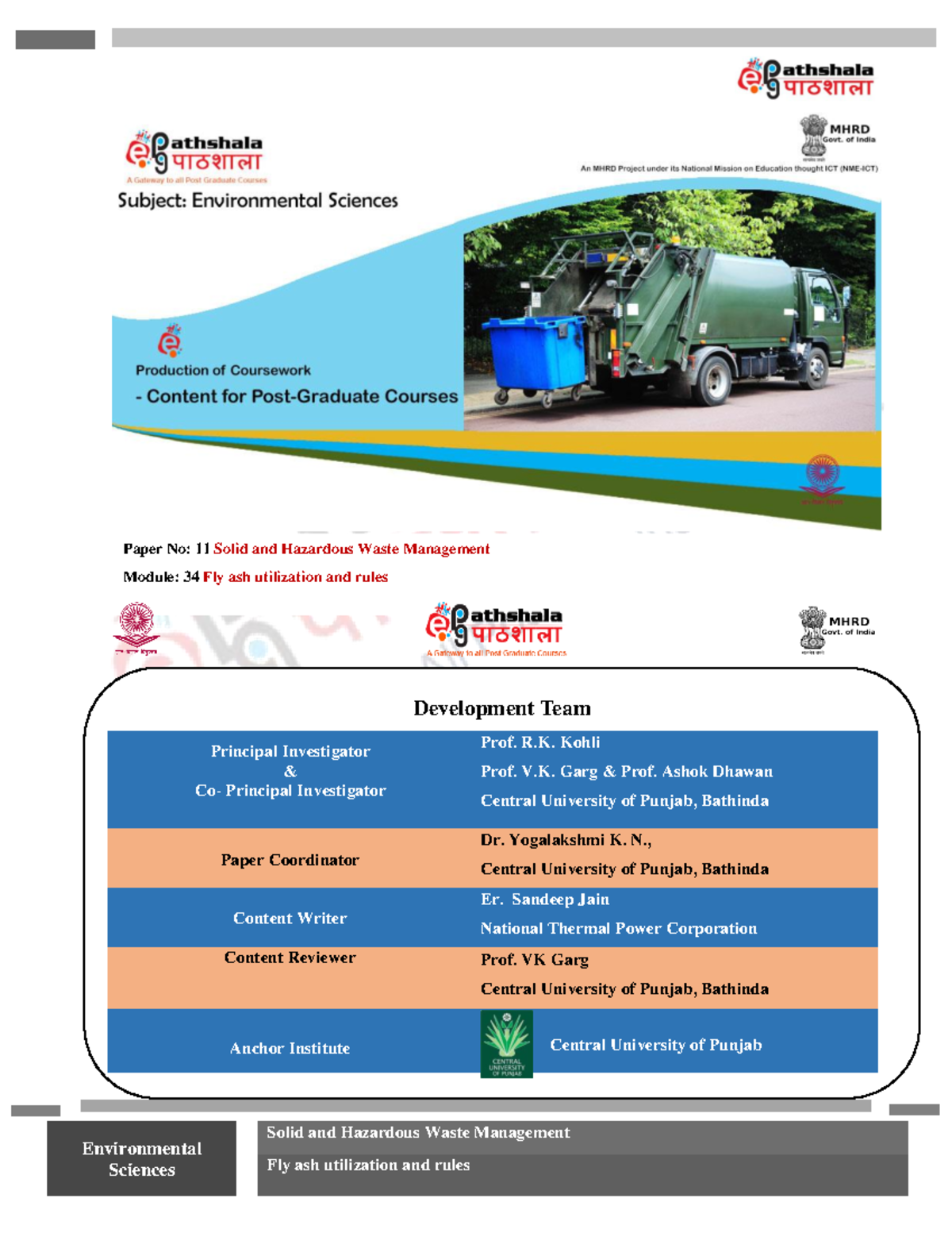 Fly ash utilization and rules - 1 Environmental Solid and Hazardous ...
